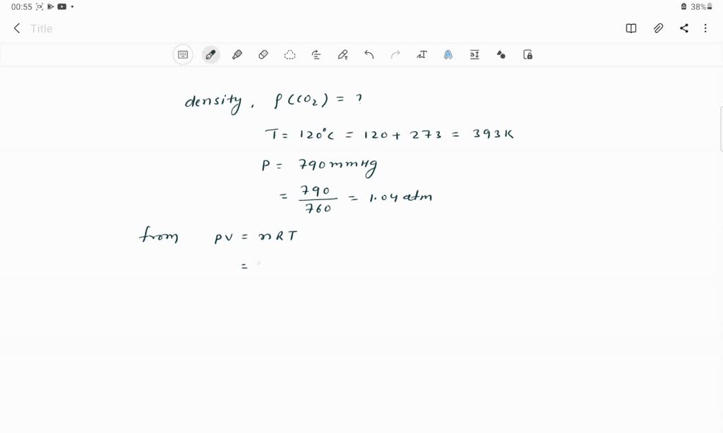 SOLVED: Calculate the density of CO2(g) at 120C and 790 mmHg pressure.