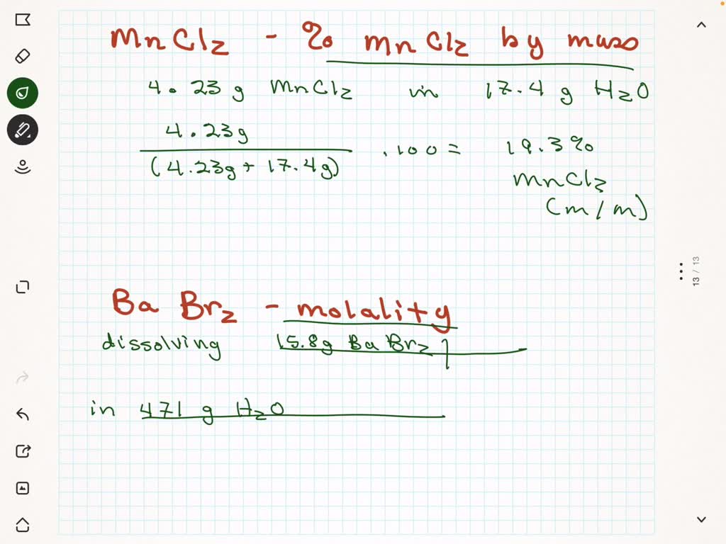 SOLVED: An aqueous solution of manganese(II) chloride, MnCl2, contains ...