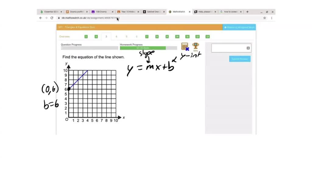 Find the equation of the line shown. Essential GCSE Drama portfolio 10B ...