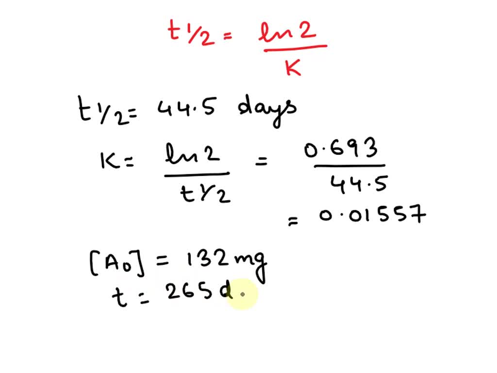 SOLVED: Iron-59 is a beta emitter with a half-life of 44.5 days. If a ...