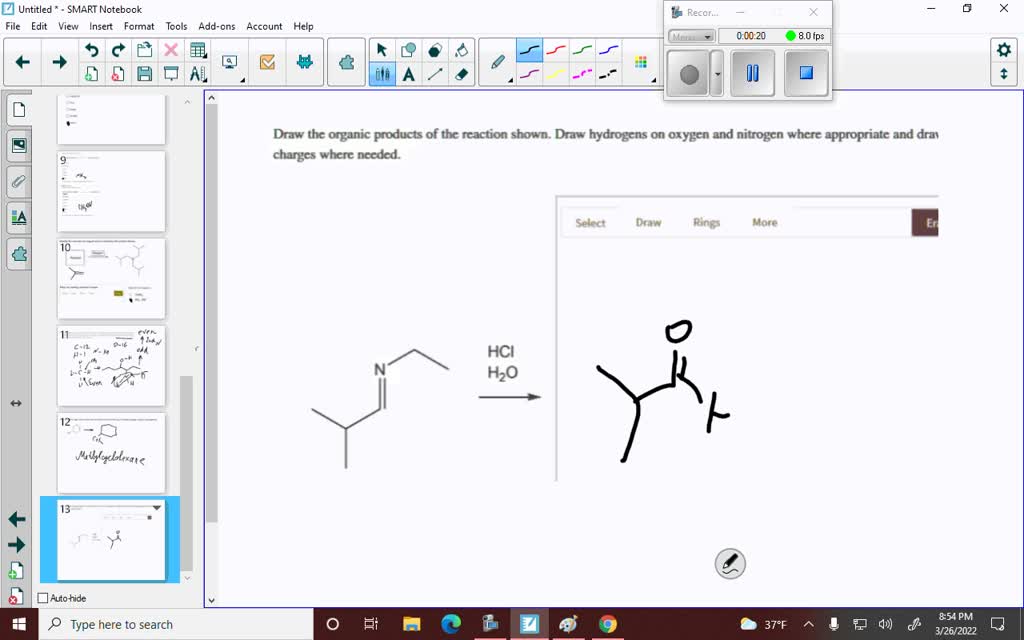 Draw the organic products of the reaction shown Draw hydrogens on ...