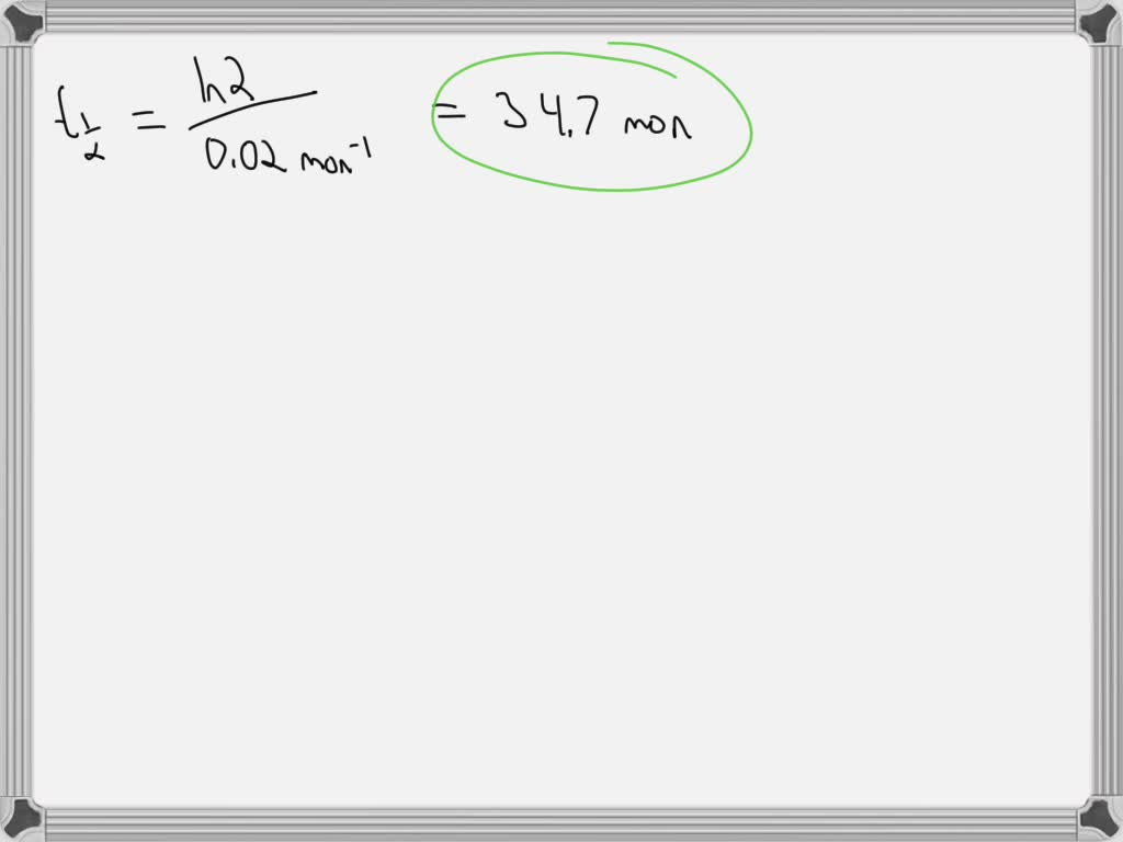 SOLVED: The rate constant of decomposition of a drug is 0.02·mon-1，it ...