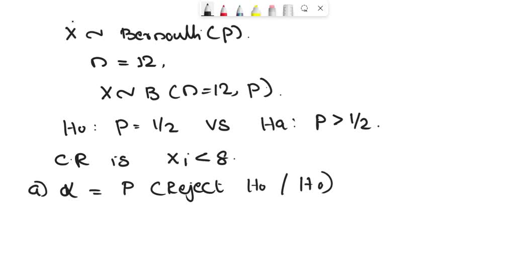 SOLVED: Let X be a random variable that follows a Bernoulli distribution, where P(X = 1) = p = 1 ...