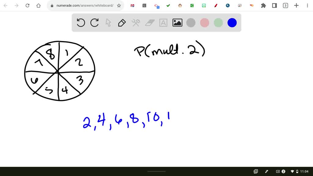 SOLVED: A spinner numbered 1-8 is spun once what is the probability of spinning a multiple of 2?