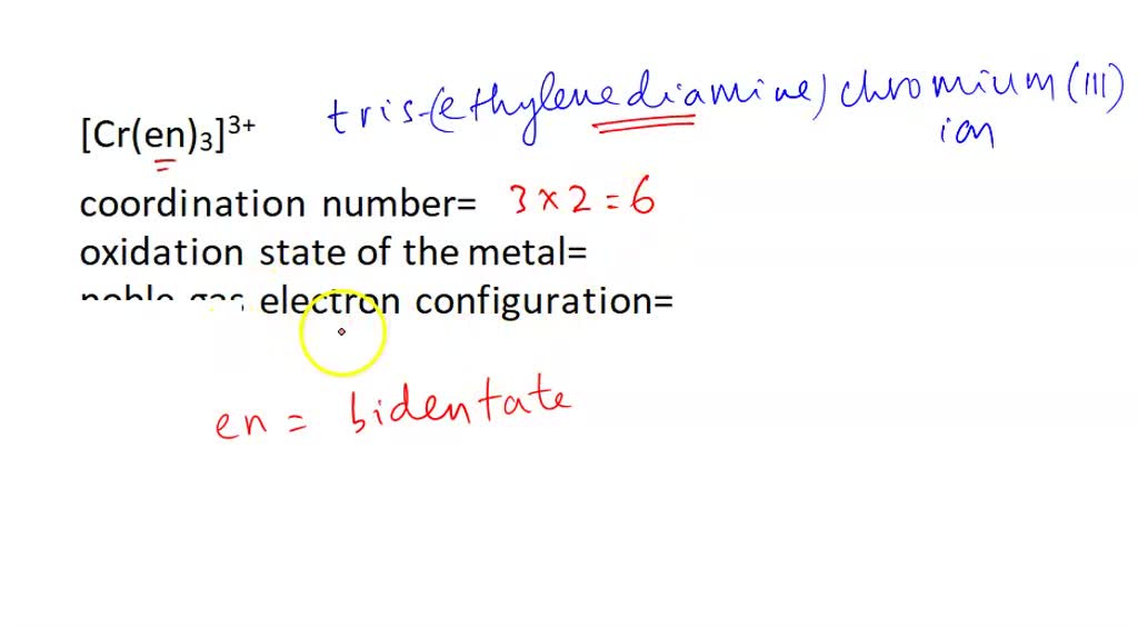Solved [cr En 3]3 Coordination Number Oxidation State Of The Metal