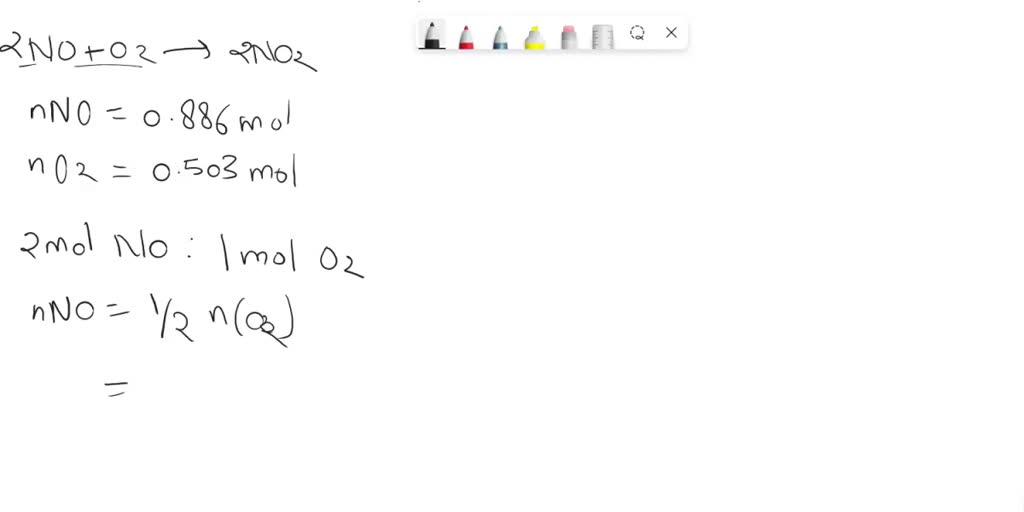 SOLVED: . Nitric oxide (NO) reacts with oxygen gas to form nitrogen dioxide (NO2 ), a dark-brown ...