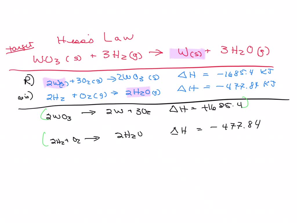SOLVED: Use Hess's Law to calculate the enthalpy change for the reaction from the following data ...