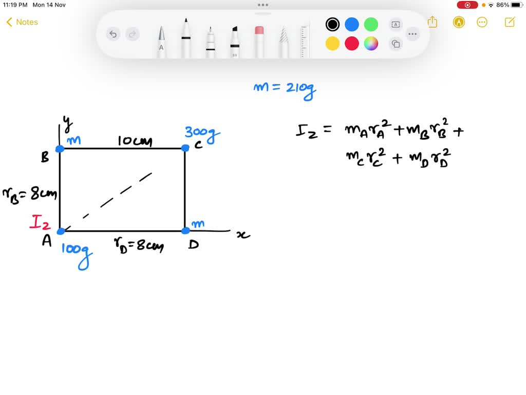The four masses shown in (Figure 1) are connected by massless, rigid ...