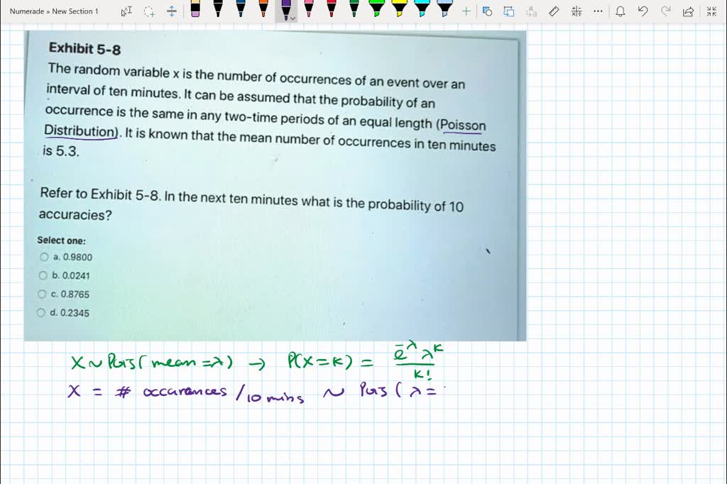 SOLVED Exhibit 5 8 The Random Variable X Is The Number Of Occurrences