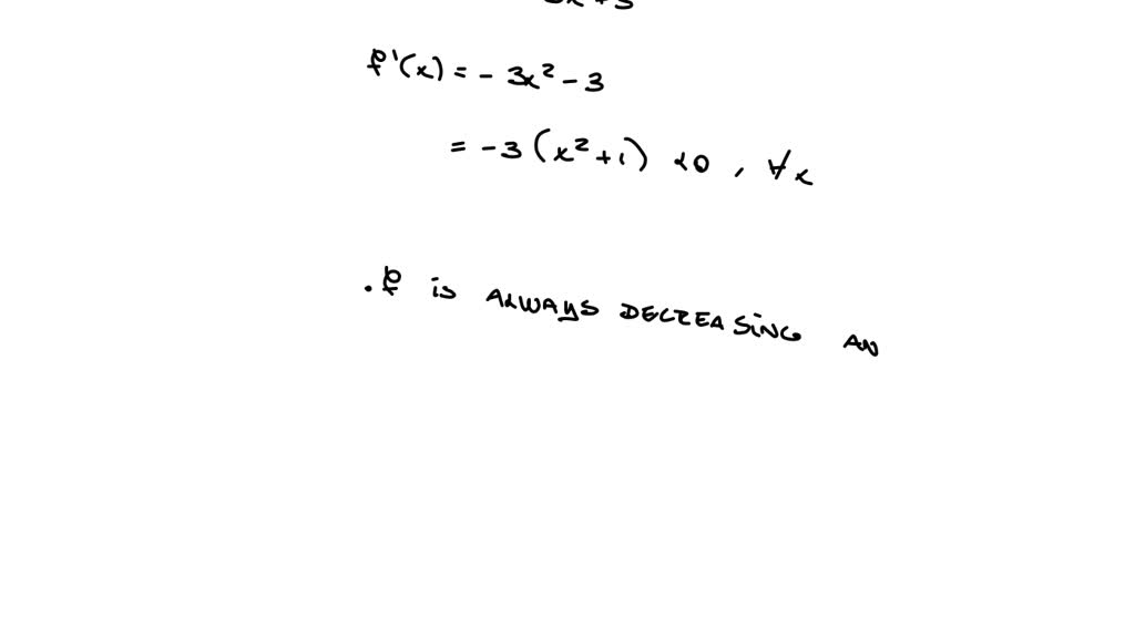 SOLVED: What are the stationary points of y = -x^3 - 3x + 5 and are ...