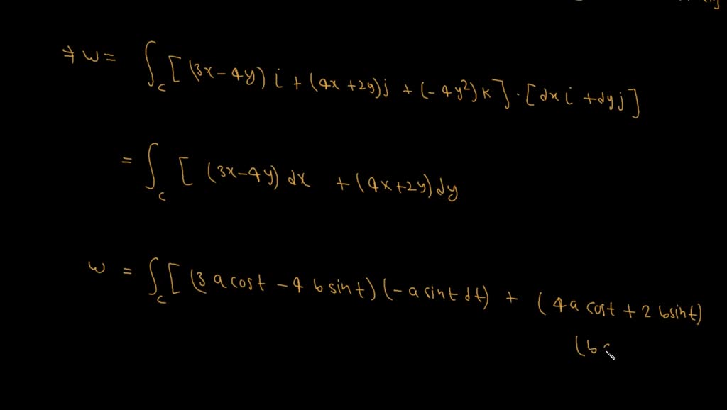 SOLVED: Find the work done in moving a particle once around an ellipse C in the xy-plane if the ...