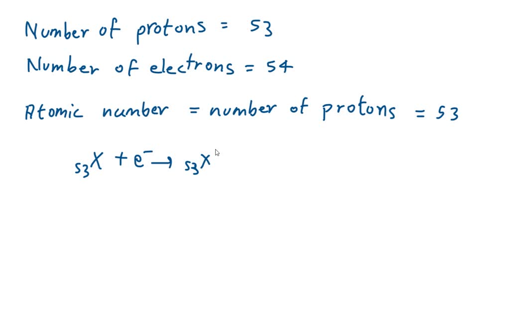 SOLVED: An atom with 53 protons and 54 electrons has a formula of iodine.