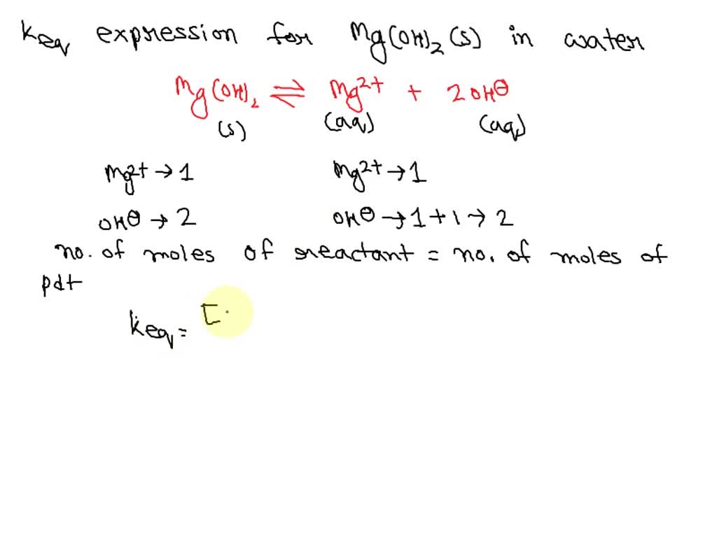 SOLVED: 2. The equilibrium concentration of the Mg+ ion in a saturated ...
