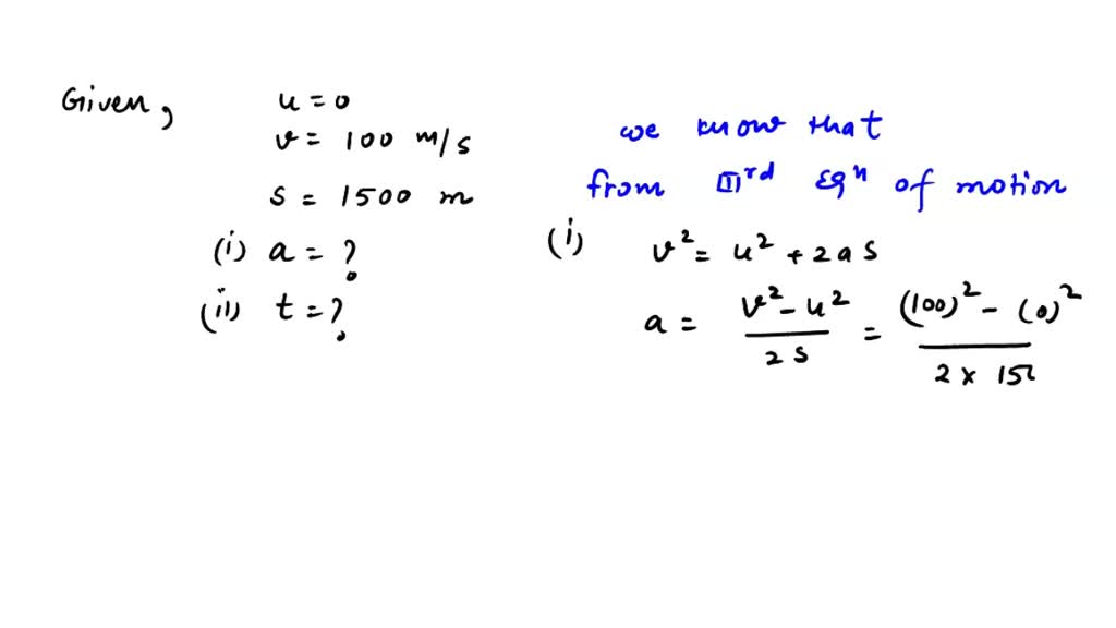 SOLVED: A plane has a takeoff speed of 100 m/s and requires 1500 m to ...