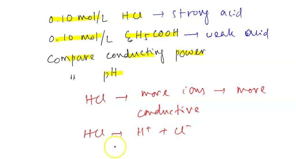 SOLVED: When a 0.10 mol/L solution of benzoic acid and a 0.10 mol/L ...