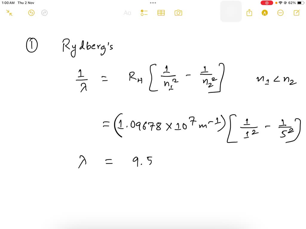 Solved Bohr Model For A Hydrogen Atom Calculate The Wavelength Of