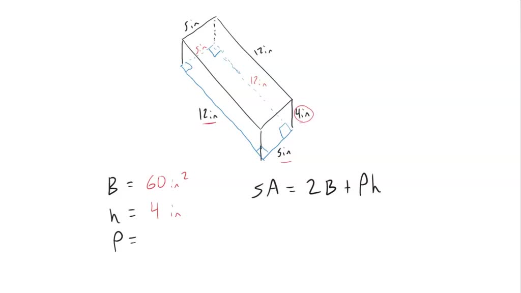 SOLVED: The surface area of a right prism is given by S=2B+Ph where B ...