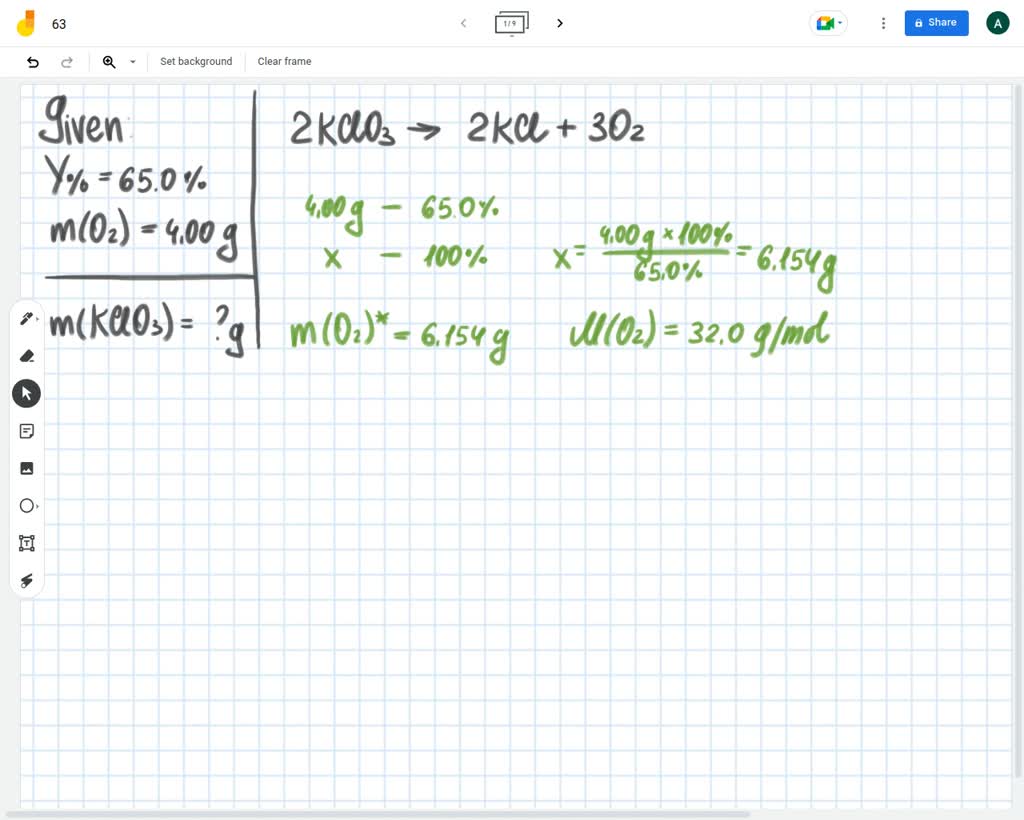 If the percent yield for the following reaction is 65.0%, how many grams of KClO3 are needed to ...
