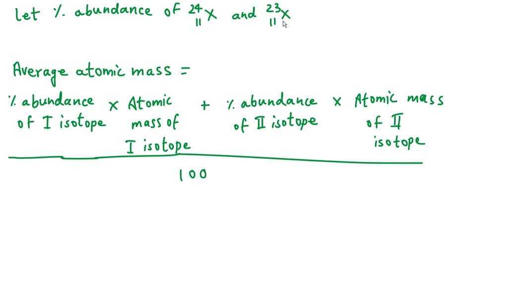 The average atomic mass of a sample X is 23.04 u. The percentage of 24/ ...