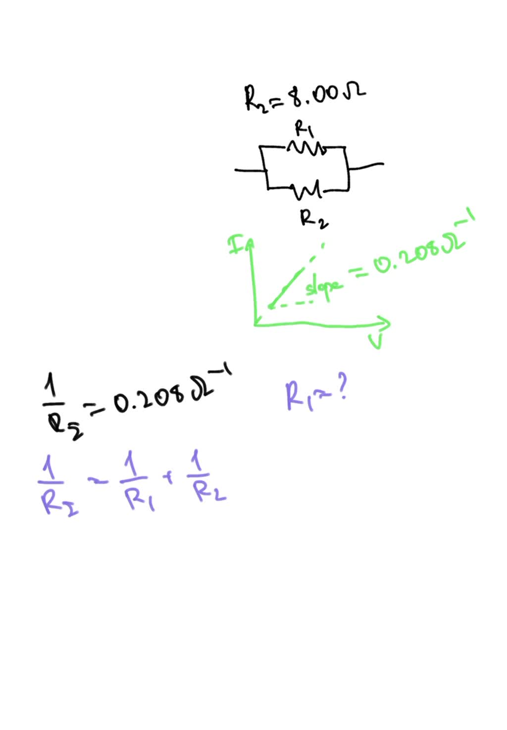 SOLVED: Two resistors, R1 and R2, are connected in parallel to a power supply that has voltage V ...