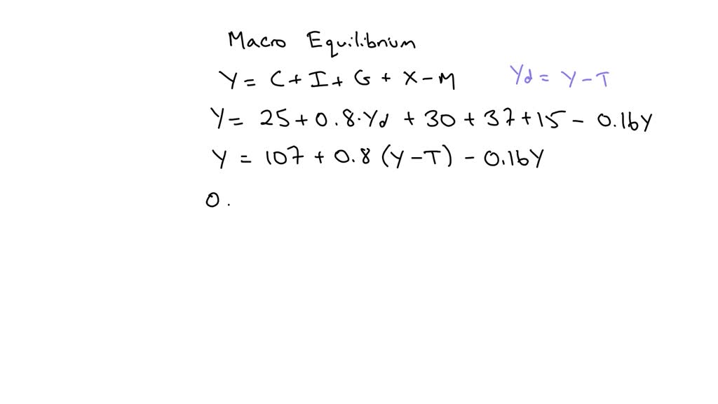 SOLVED: Consider a small economy defined by the following: C = 25+0.8Yd ... SOLVED: Consider a small economy defined by the following: C = 25+0.8Yd ...