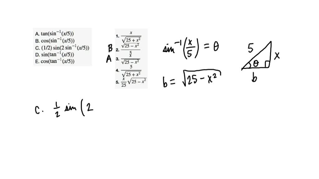 SOLVED: point) Match each of the trigonometric expressions below with ...