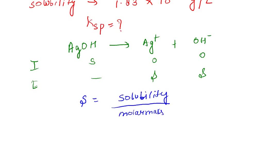 SOLVED: The solubility of AgOH is measured and found to be 1.71x10^-2 g ...