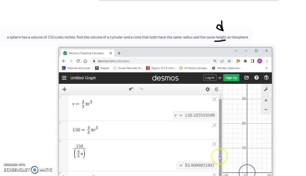 SOLVED: A sphere and a cylinder have the same radius and height. The ...