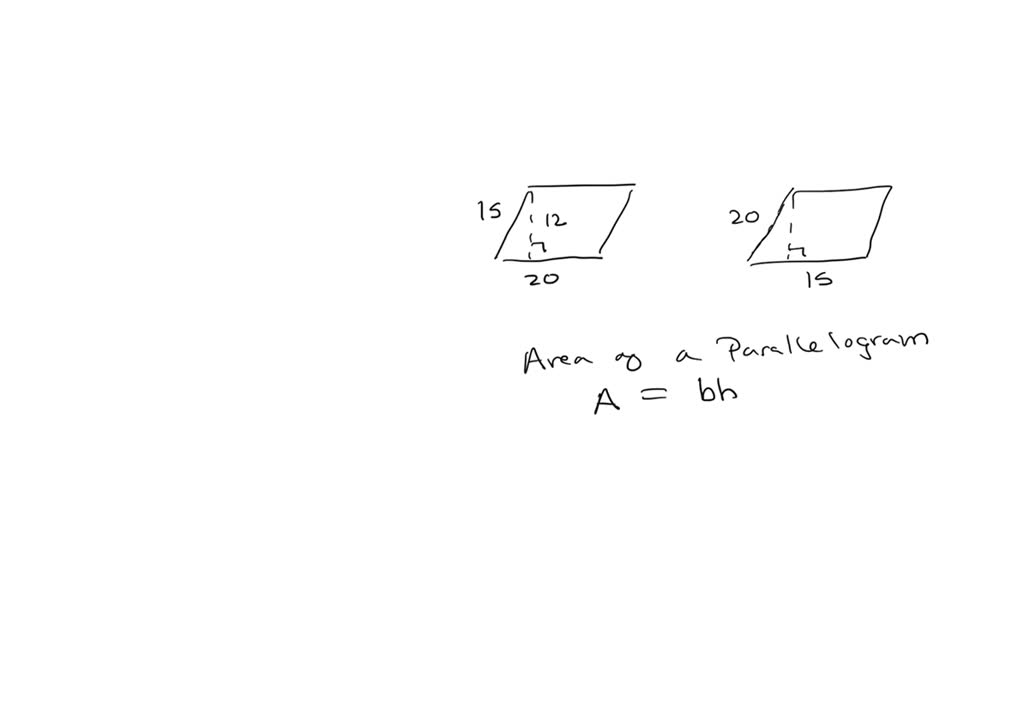 SOLVED: Find the area of a parallelogram gram. A equals 15 cm b equals ...