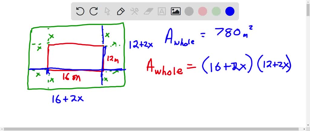 SOLVED: A pool measuring 12 meters by 16 meters is surrounded by a path ...