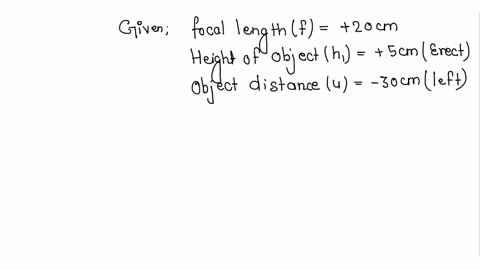 a 10 cm tall object is placed perpendicular to the principal axis of a convex lens of focal ...