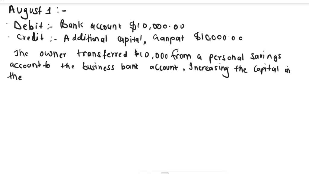 Sage 50 Aug 1: The owner (Jasmine Ganpat) had the bank transfer (by ...