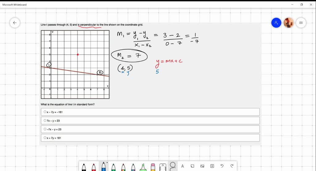 SOLVED Line T Passes Through 4 5 And Is Perpendicular To The Line