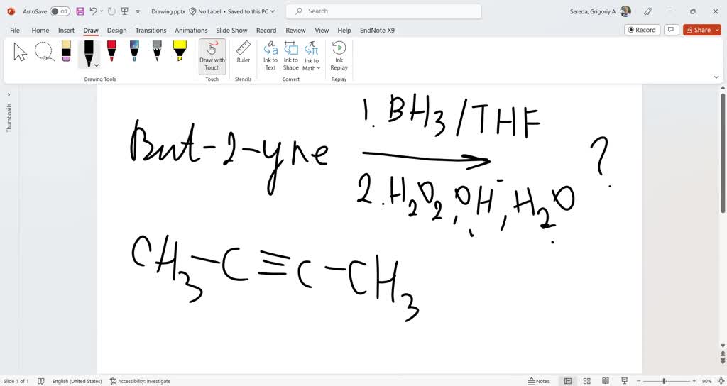 SOLVED: Reaction of But-2-yne with BH3/THF, OH-, H2O2 AND H2O