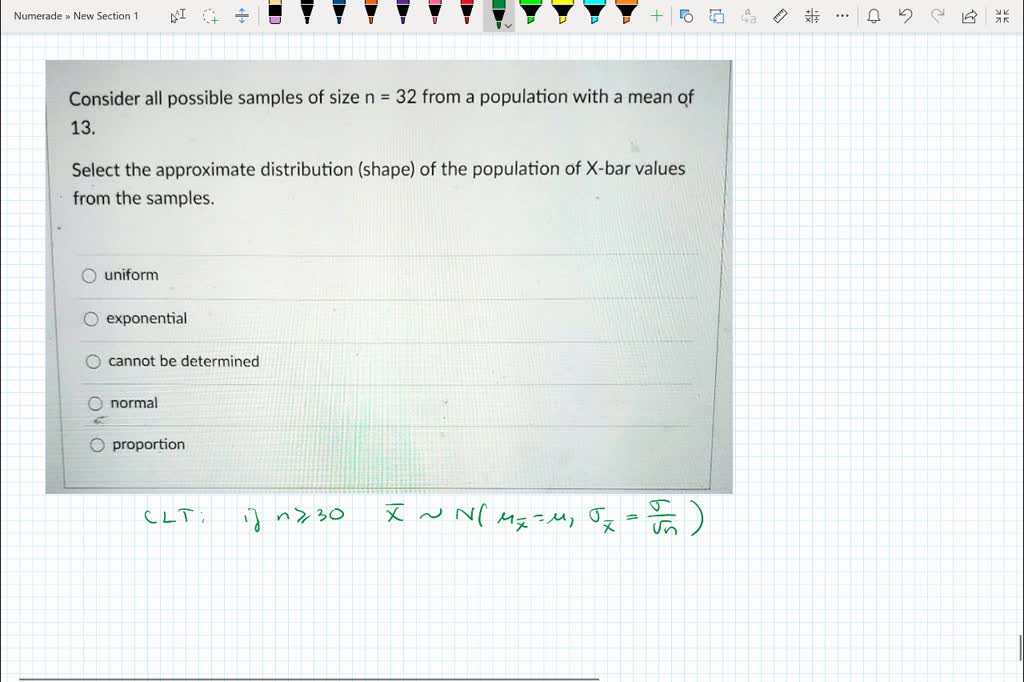 SOLVED: QUESTON If we take large samples of a population with the ...
