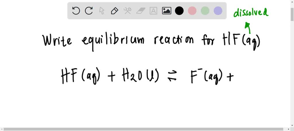 This solution contains only HF(aq). Write the proton transfer ...