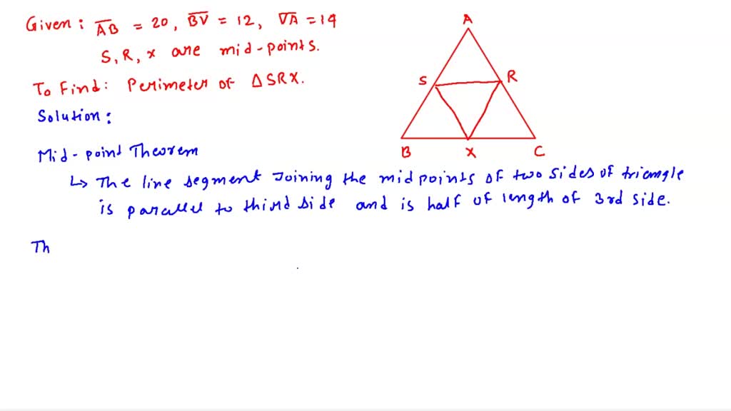 SOLVED: '2. In 2, M, R,and T are the midpoints of AB BC and CA; respectively, in AABC If AB = 22 ...