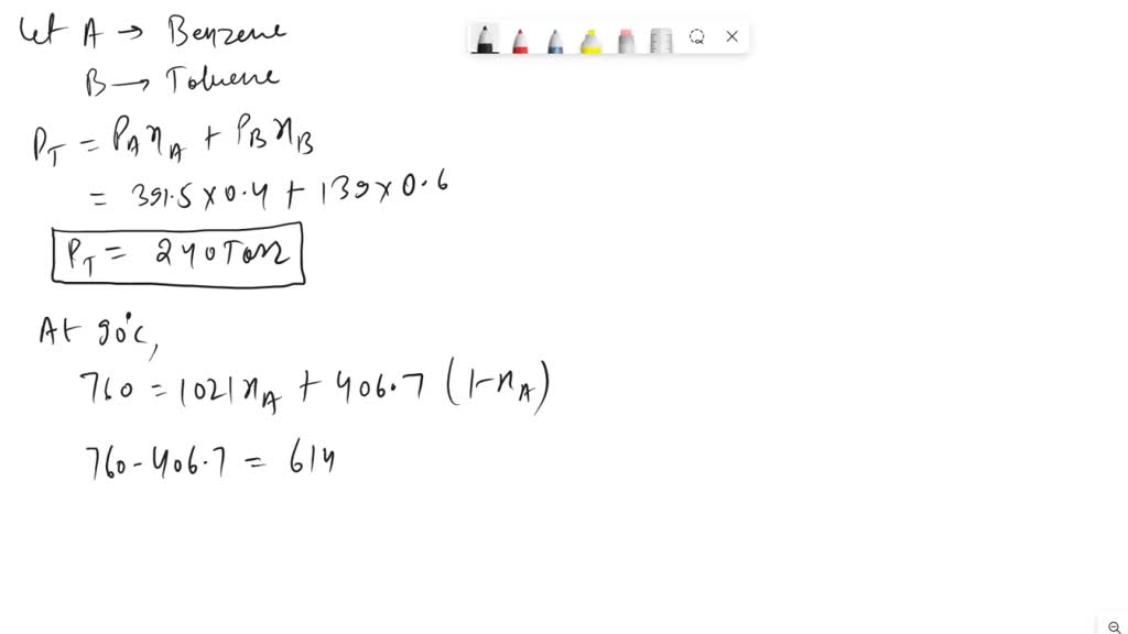 SOLVED: QUESTION 2: Calculate the equilibrium vapor composition of a liquid mixture containing ...