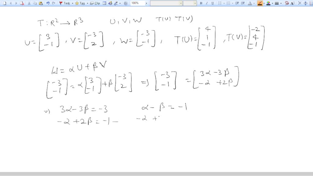 SOLVED: Suppose T: 3223 is linear transformation Let U, V and W be the ...