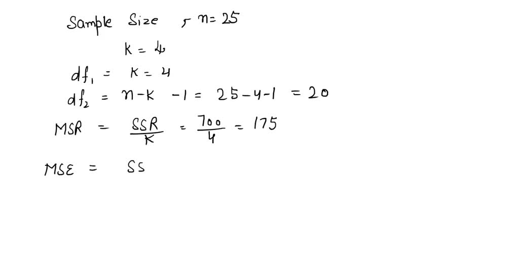 SOLVED: In a regression model involving 25 observations, the following ... SOLVED: In a regression model involving 25 observations, the following ...