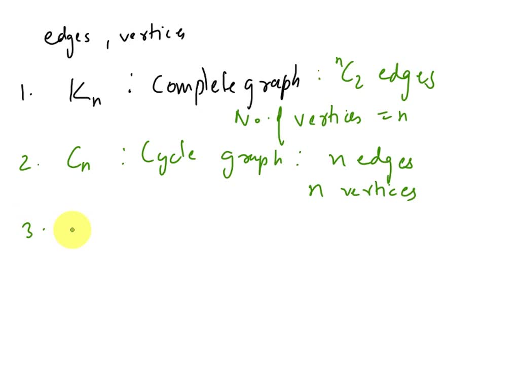 SOLVED: How many vertices and how many edges do these graphs have? "COUNTABLE a) Kn b) Cn c) Wn ...