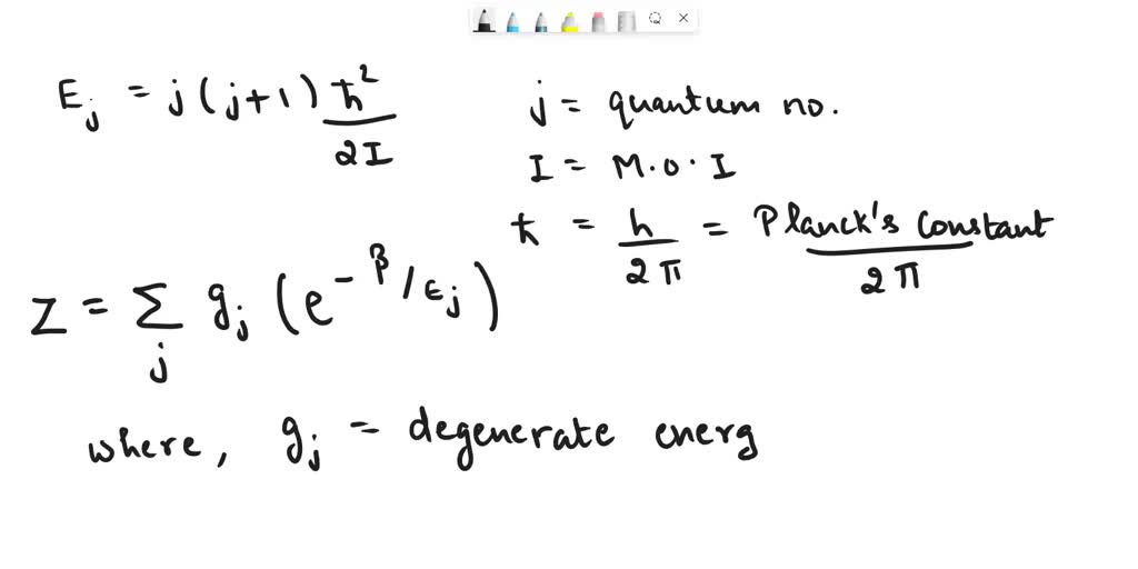 SOLVED: The quantized energy levels for rotation of a diatomic molecule are given by E = J(J+1)h ...