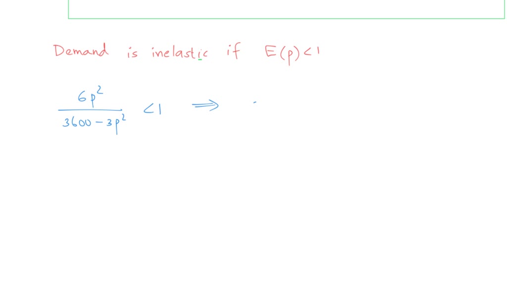 SOLVED: Suppose the demand equation for a given product is q = 3600 ...