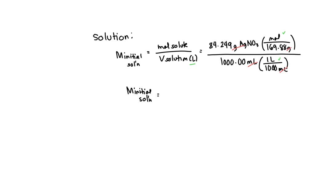 SOLVED: 1 point If you need to make a 0.414M solution of AgNO3 using a 5.46M stock solution and ...