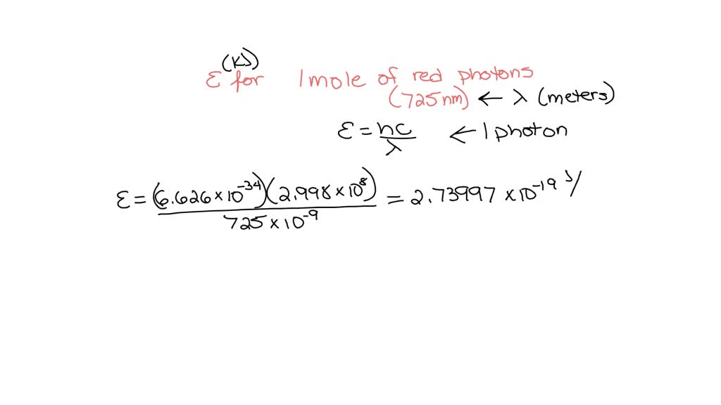 SOLVED: A mole of yellow photons of wavelength 527 nm has 165.274 × 10 ...