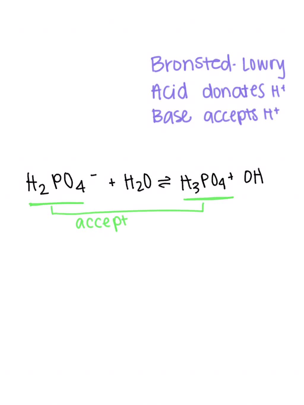 SOLVED: In the reaction H2PO4- + H2O ⇌ H3PO4 + OH- which pair represents a base and its ...