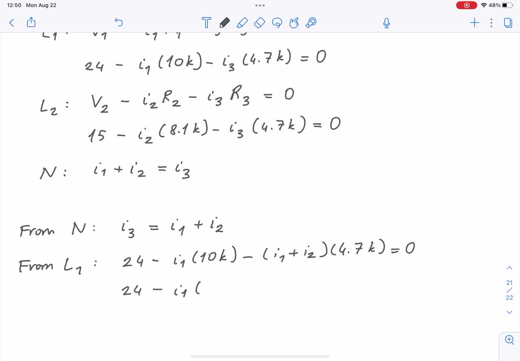 SOLVED: 3. Determine vi, v2 and v3 using KVL 11 24 V 10V 12V