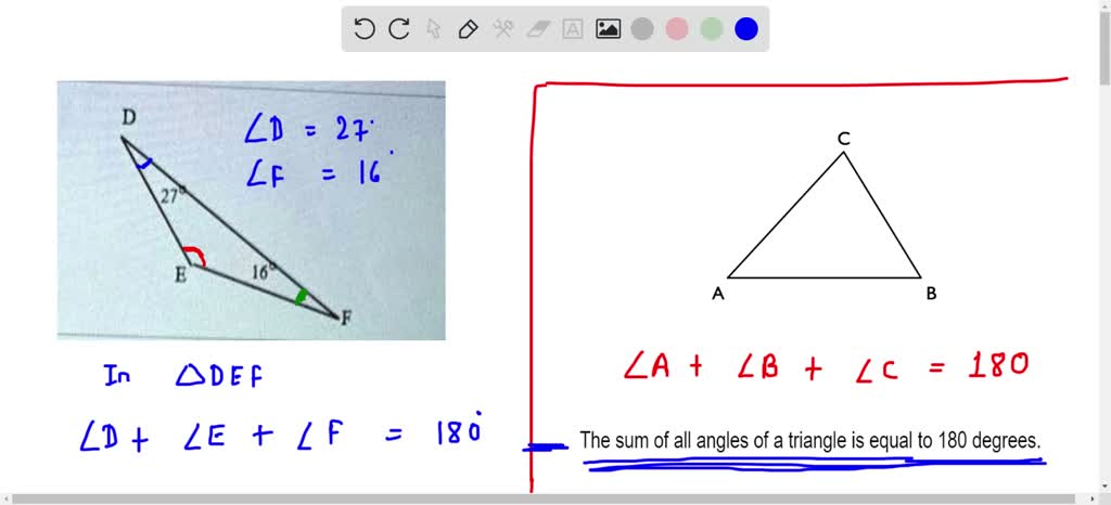 SOLVED: For the triangle shown to the right; (wo angles are given. Find the third angle without ...