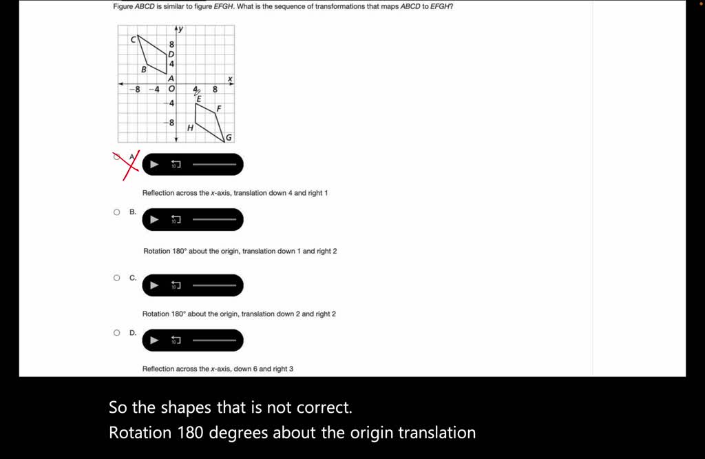SOLVED: 'Help Pls Figure ABCD is similar to figure EFGH. What is the sequence of transformations ...