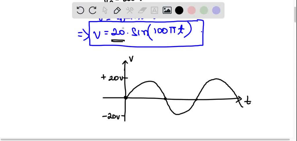 SOLVED: 'Write down the equation for sinusoidal voltage of 50 Hz and its peak value is 20 V Draw ...